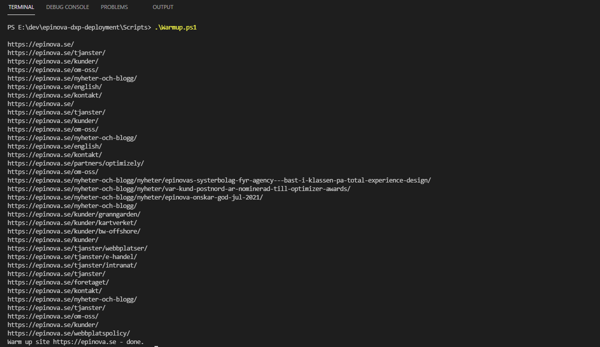 Epinova DXP deployment extension – Direct deploy warm-up