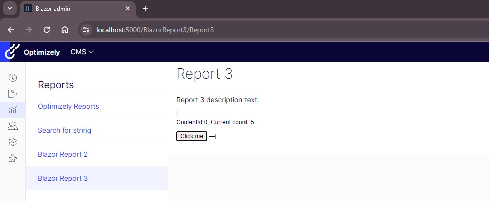 Blazor components in Optimizely CMS admin/edit interface